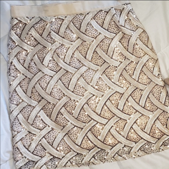 Foreign Exchange | Skirts | Beige And Gold Sequin Skirt | Poshmark